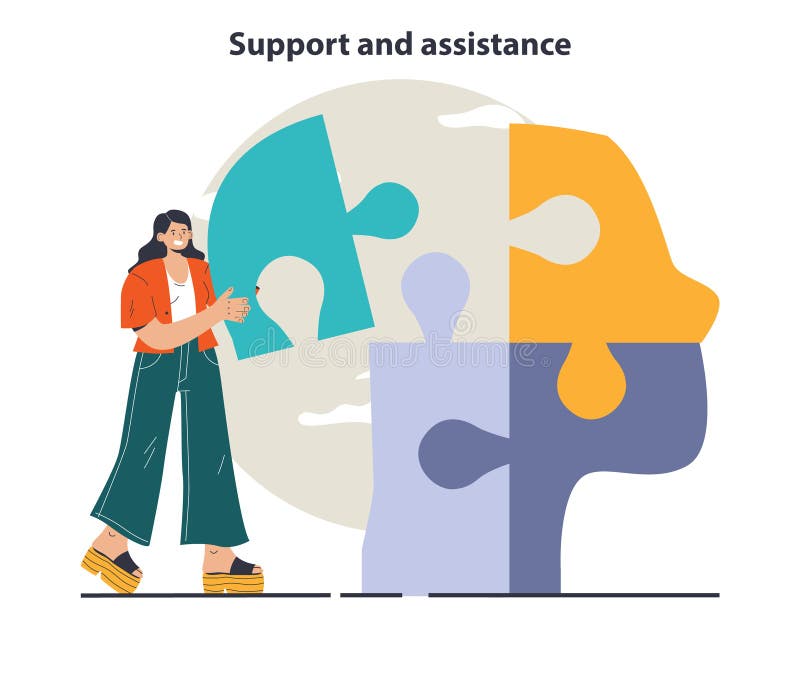 Support Concept. Characters Help Each Other in Solving Problems Stock ...