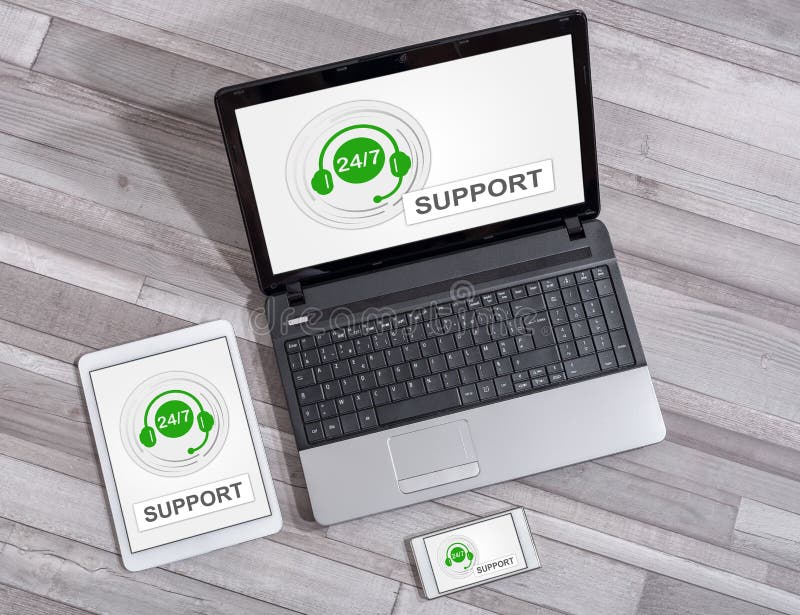 Support Concept on Different Devices Stock Photo - Image of help, call ...