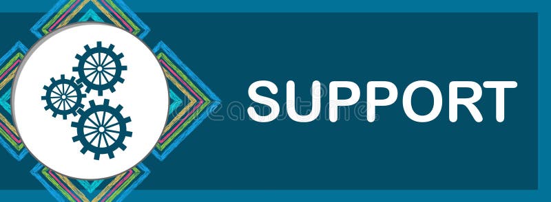 Support Blue Colorful Squares Gears Text Circle Stock Illustration ...