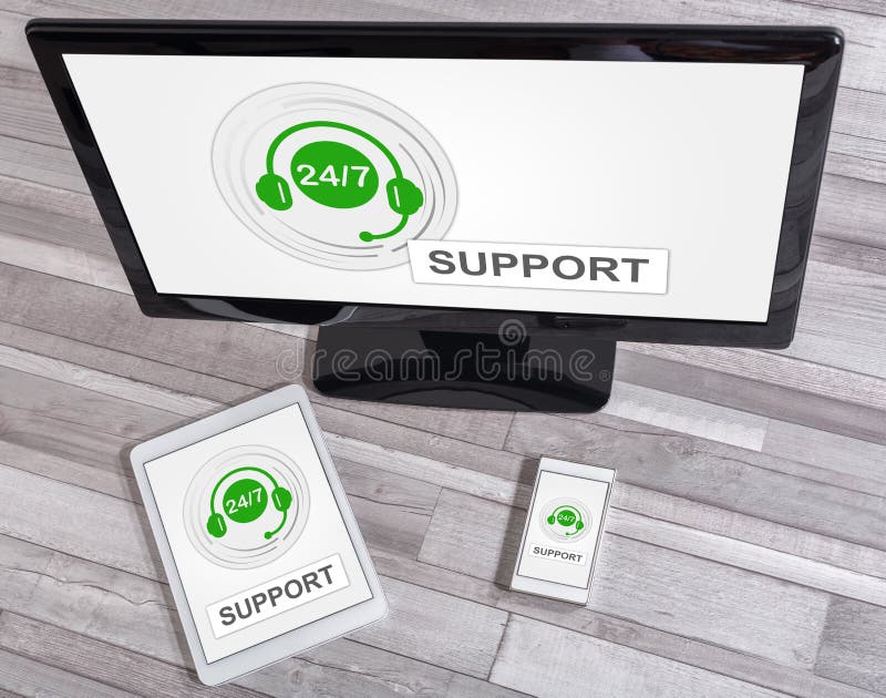 Support Concept on Different Devices Stock Photo - Image of hours ...