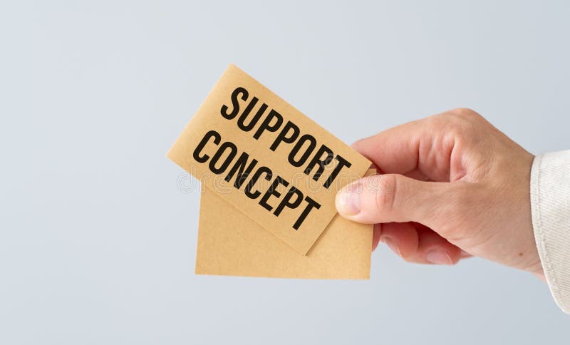 Support Concept Text on Blank Business Card in Hand Stock Photo - Image ...