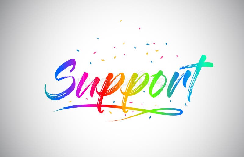 Support Creative Vetor Word Text with Handwritten Rainbow Vibrant ...