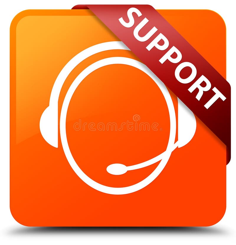 Support (customer Care Icon) Orange Square Button Red Ribbon in Stock ...