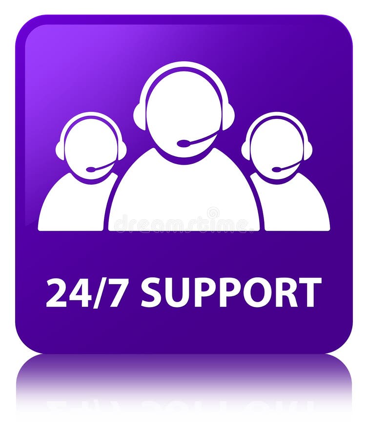 24/7 Support (customer Care Team Icon) Purple Square Button Stock ...