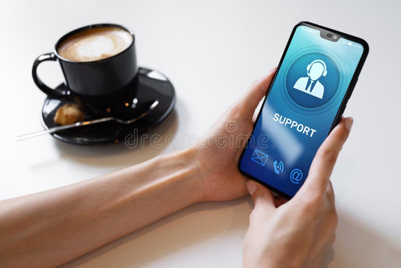 Support, Customer Service Icon on Mobile Phone Screen. Call Center ...