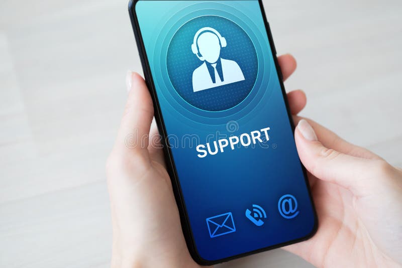 Support, Customer Service Icon on Mobile Phone Screen. Call Center ...