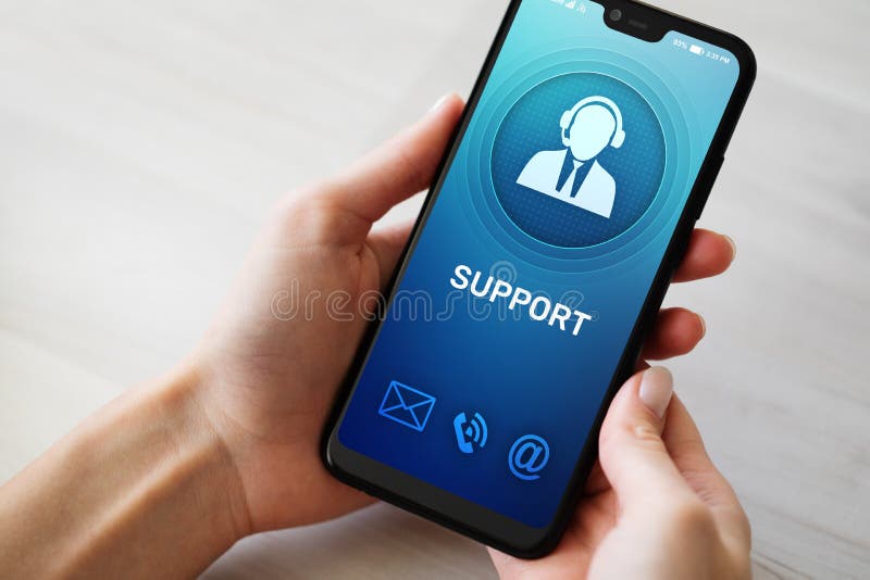 Support, Customer Service Icon on Mobile Phone Screen. Call Center ...