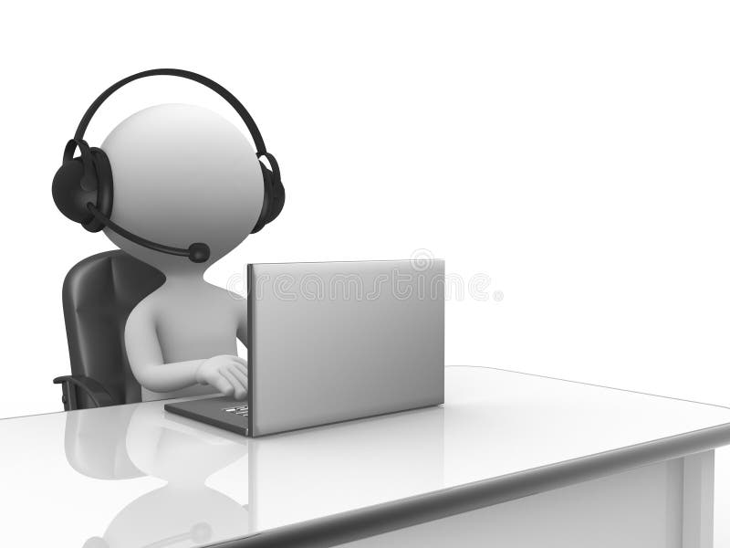 Computer Customer Support Person Stock Illustration - Illustration of ...