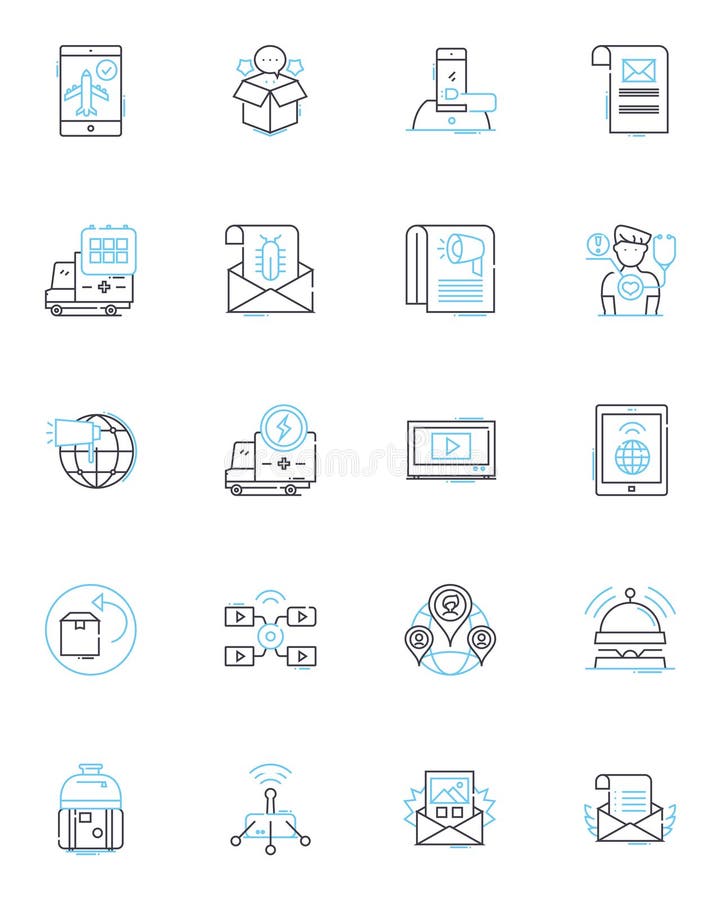 Support Desk Linear Icons Set. Assistance, Help, Service, Response ...