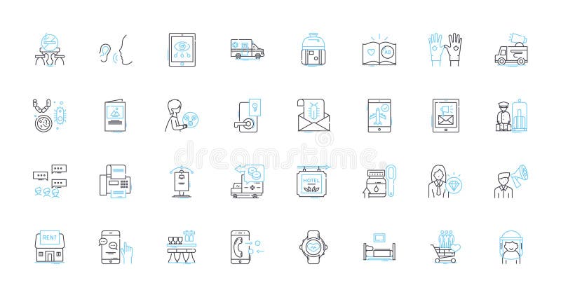 Support Desk Linear Icons Set. Assistance, Help, Service, Response ...
