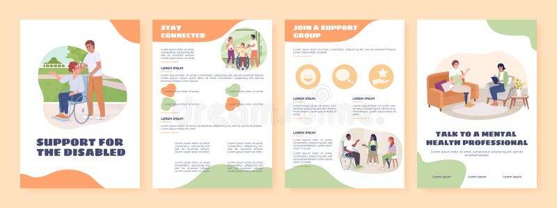Support for Disabled Flat Vector Brochure Template Stock Vector ...