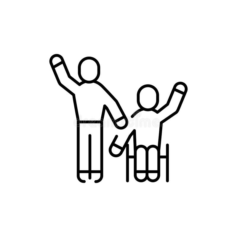 Support for Disabled People Color Line Icon. Multinational Company ...