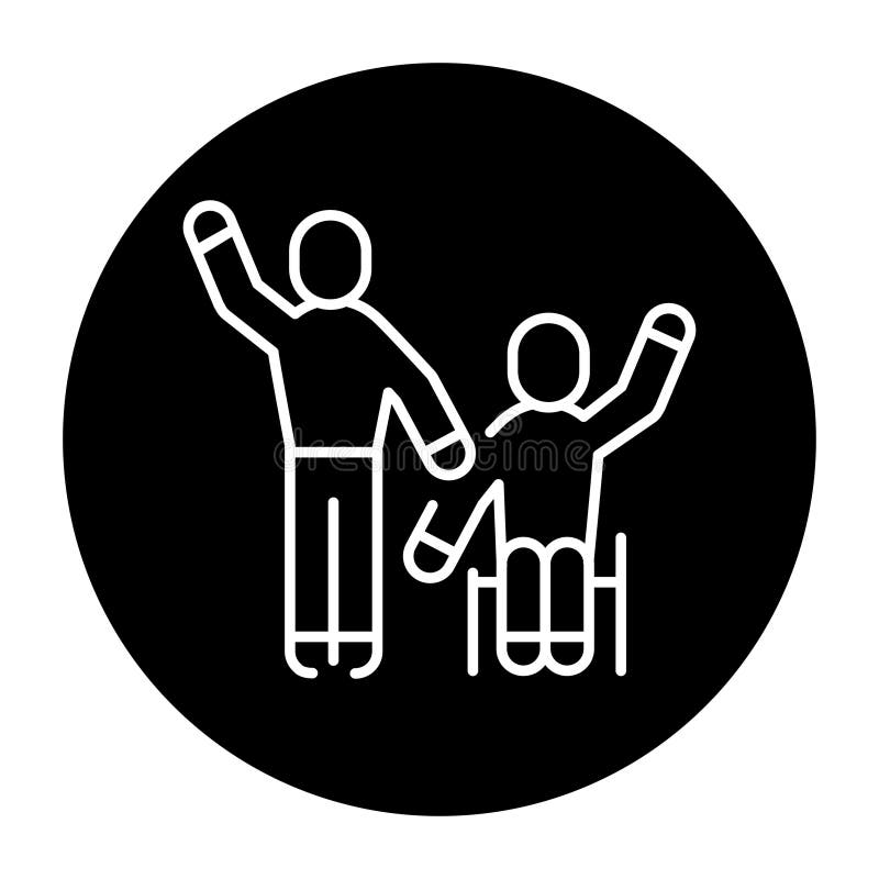 Support for Disabled People Color Line Icon. Multinational Company ...