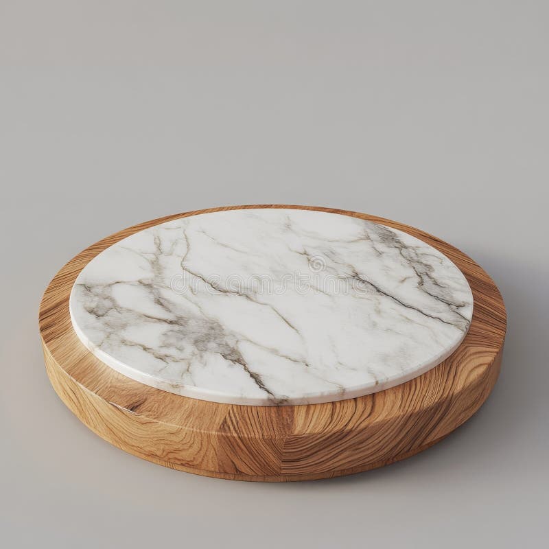 Support En Bois Rond Avec Texture En Marbre 3d Rendu 3d Illustration ...