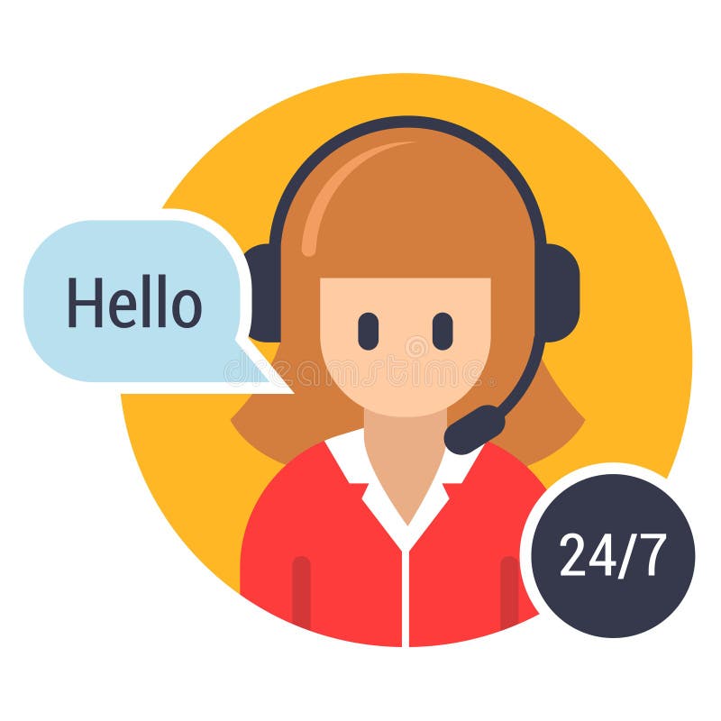 Support Girl. Round Bubble Icon Stock Illustration - Illustration of ...