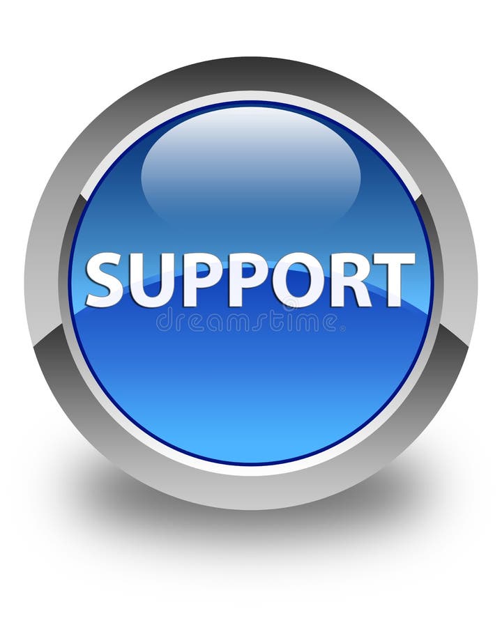 Support Glossy Blue Round Button Stock Illustration - Illustration of ...