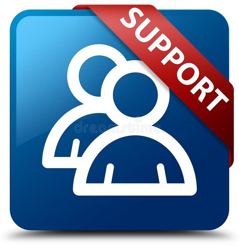 Support (group Icon) Blue Square Button Red Ribbon in Corner Stock ...