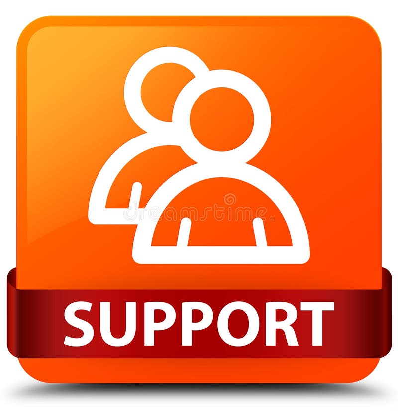 Support (group Icon) Orange Square Button Red Ribbon in Middle Stock ...