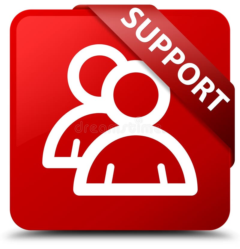 Support (group Icon) Red Square Button Red Ribbon in Corner Stock ...