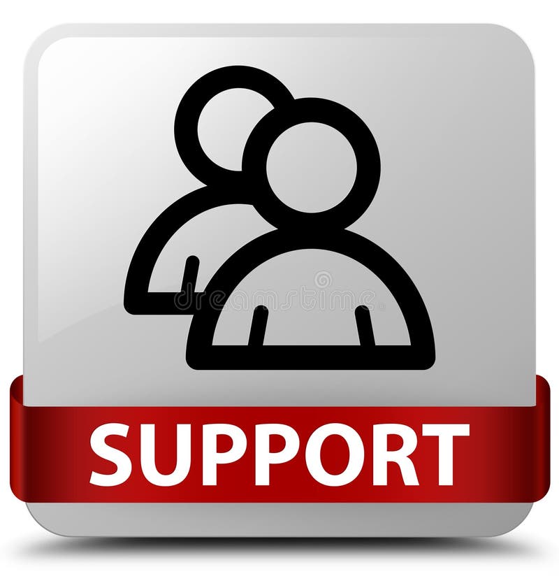 Support (group Icon) White Square Button Red Ribbon in Middle Stock ...