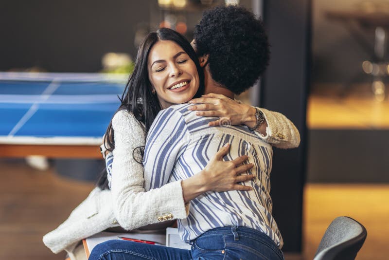 Support Group Patients Hug Each Other during the Therapy Session. Stock ...
