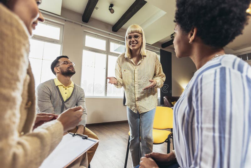 Support Group Patients on Therapy Session. Stock Image - Image of ...