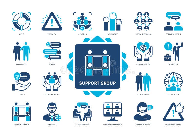 Support Group Solid Icon Set Stock Illustration - Illustration of ...