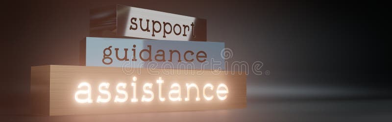 Support, Guidance, Assistance - Block Shapes and Glow Effect Stock ...