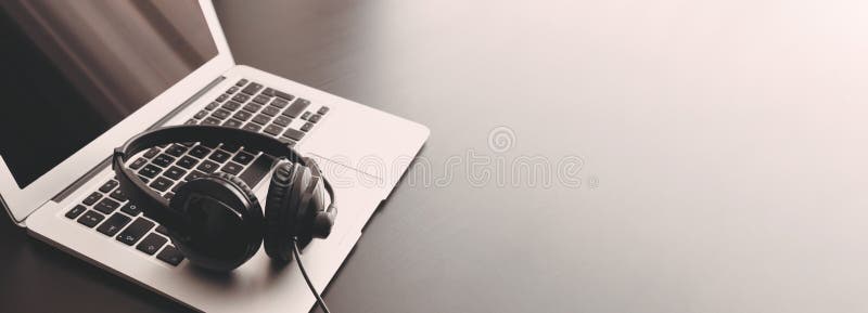 Support Headset and Laptop in Call Center Stock Image - Image of ...