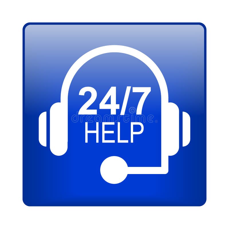 Support help 24 hrs icon stock illustration. Illustration of black ...
