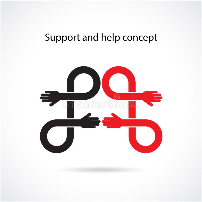 Support and Help Concept, Teamwork Hands Concept Stock Vector ...