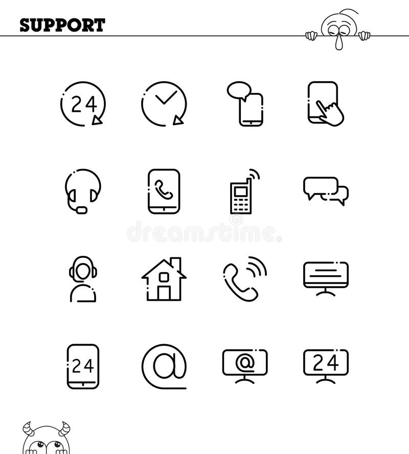 Support and help icon set stock vector. Illustration of network - 85179928
