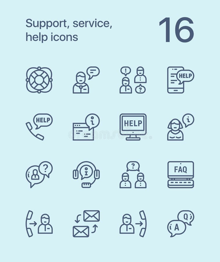 Support, Service, Help Simple Line Icons for Web and Mobile Design Pack ...