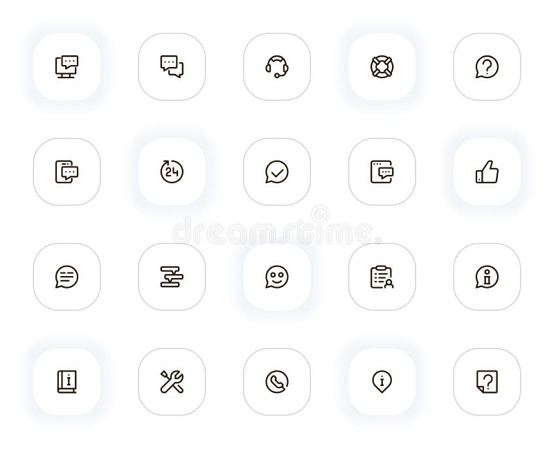 Support, Help and Question Line Icons Set. Editable Stroke. 24x24 Pixel ...