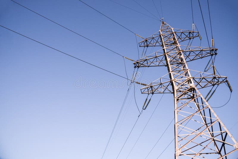Support of High-voltage Power Line Stock Image - Image of energy ...