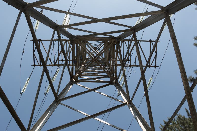 Truss Support High-voltage Power Line Stock Image - Image of tension ...