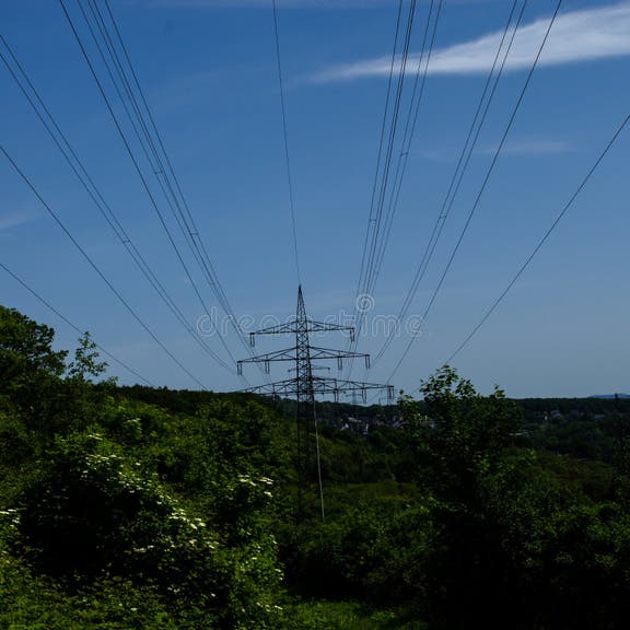 Support Highvoltage Power Line in Germany on the Background of Nature ...