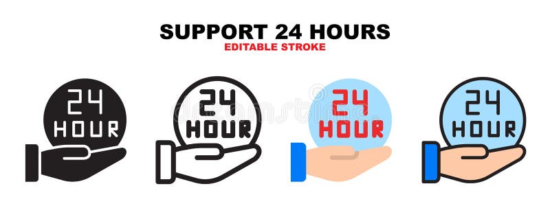 Support 24 Hours Icon Set with Different Styles Stock Vector ...