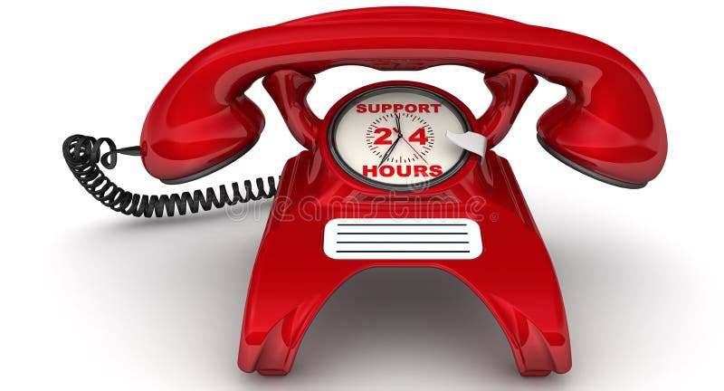 Support 24 Hours. the Inscription on the Red Phone Stock Illustration ...