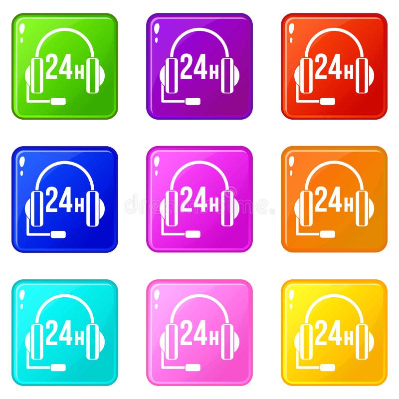 Support 24 hours set 9 stock vector. Illustration of element - 96646446