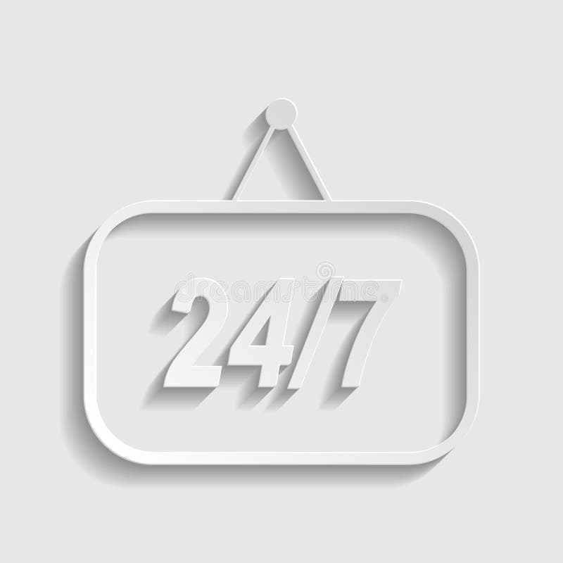 Support 24 Hours Sign. Paper Style Icon. Illustration Stock ...