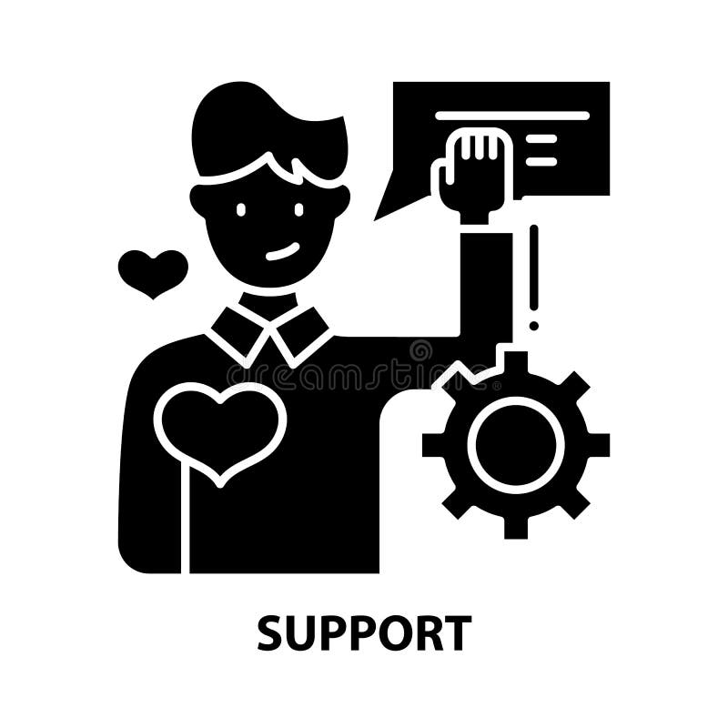 Support Icon, Black Vector Sign with Editable Strokes, Concept ...