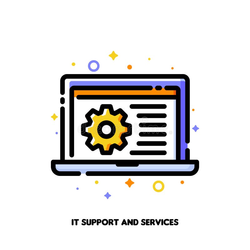 It Support Icon with Laptop and Gear for Computer Repair Services or ...