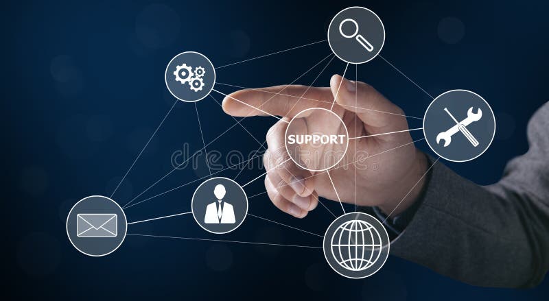 Support and icons stock photo. Image of call, icon, hand - 261897956