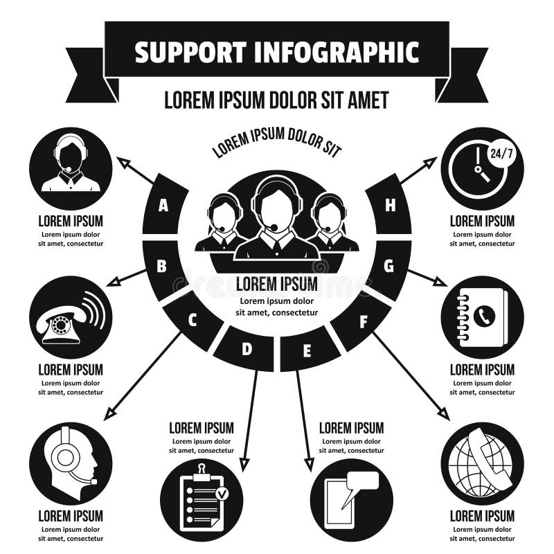 Support Infographic Concept, Simple Style Stock Vector - Illustration ...