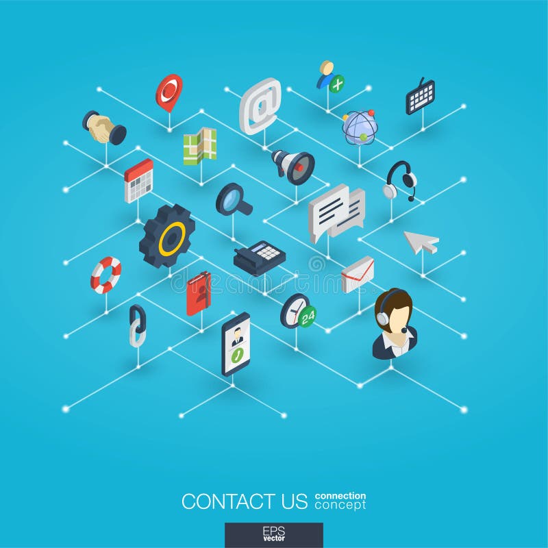 Support Integrated 3d Web Icons. Digital Network Isometric Concept ...