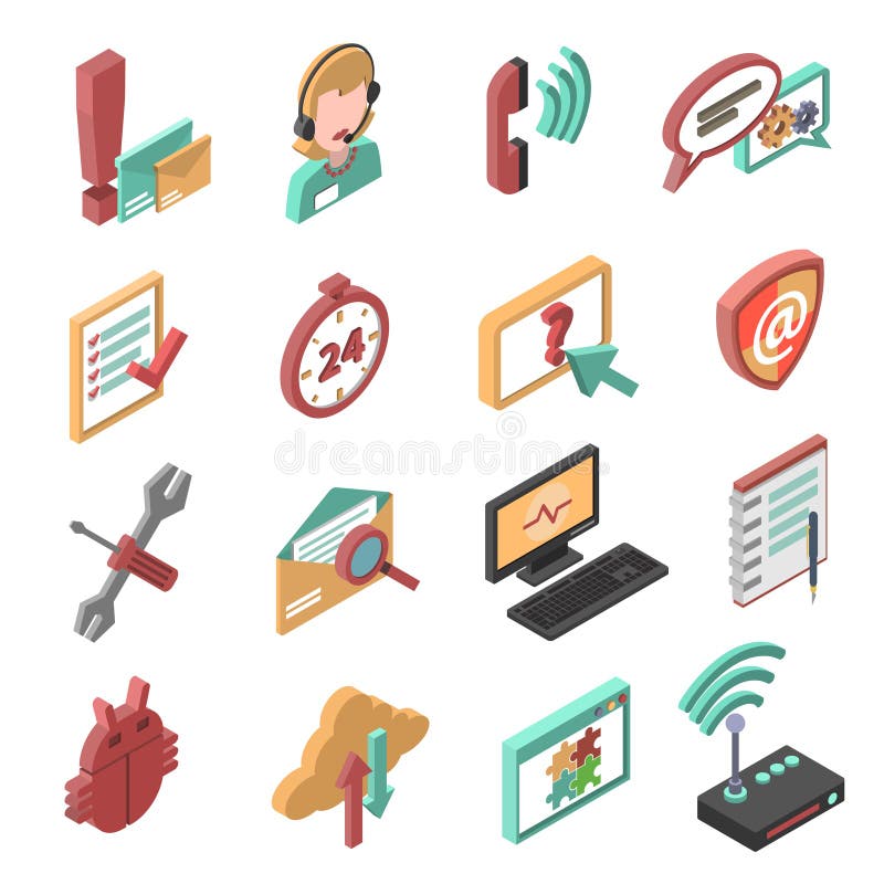 Support icons flat set stock vector. Illustration of call - 209790851