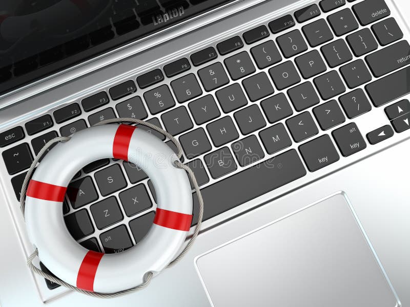 Laptop rescue stock illustration. Illustration of perspective - 9465887