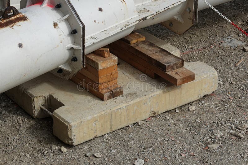 Support for a Large Pipe on Construction Site Stock Image - Image of ...