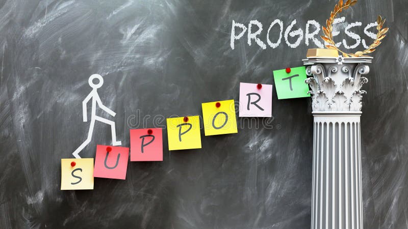 Support leads to Progress stock illustration. Illustration of word ...
